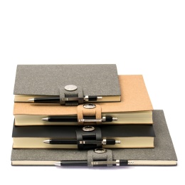 Bindewerk | Notizbuch handgebunden mit Leder, Hartpappe, Metallkante, gemustert